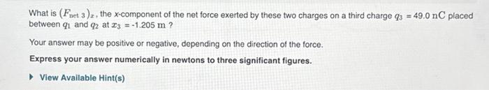 What is (Fnet 3), the x-component of the net force | Chegg.com