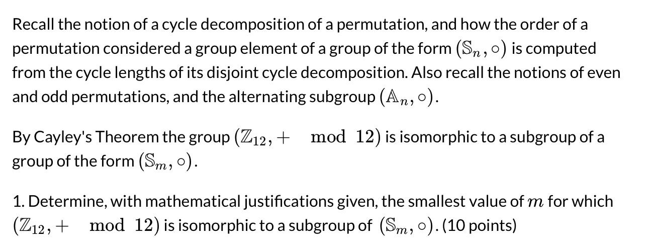 Solved Recall the notion of a cycle decomposition of a | Chegg.com