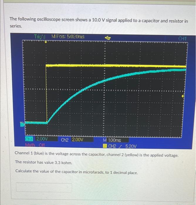 Solved The following oscilloscope screen shows a 10.0 V | Chegg.com