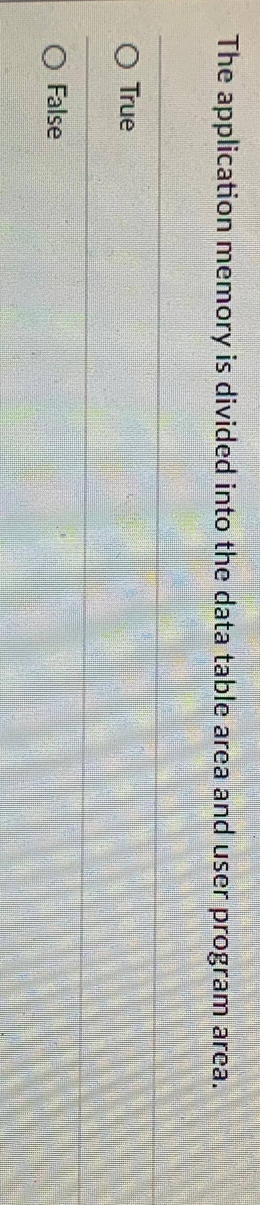 Solved The application memory is divided into the data table | Chegg.com