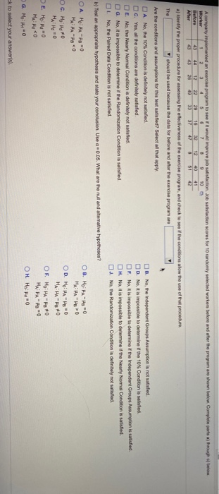 Solved A company implemented an exercise program to set it | Chegg.com