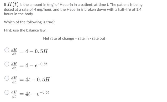 Solved Heparin is a blood-thinning drug (prevents | Chegg.com