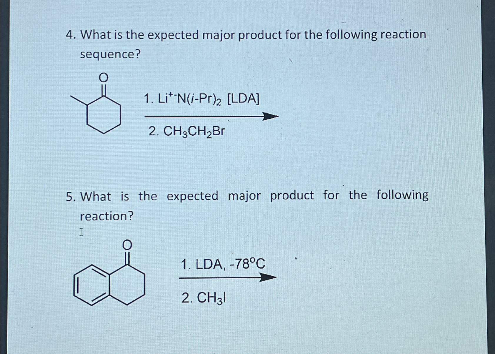 Solved What Is The Expected Major Product For The Following