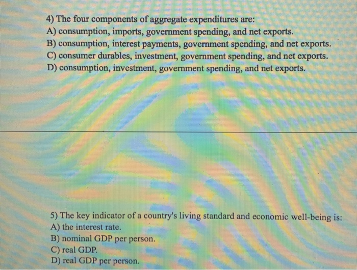 Solved 9 4) The four components of aggregate expenditures | Chegg.com