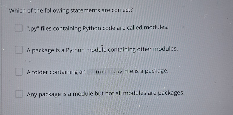 Solved Which of the following statements are correct?".py" | Chegg.com