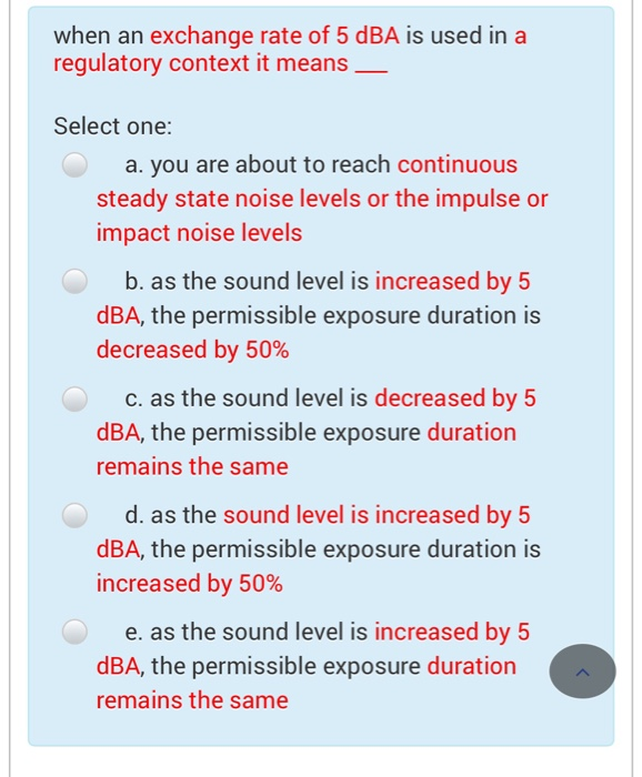 Solved when an exchange rate of 5 dBA is used in a | Chegg.com