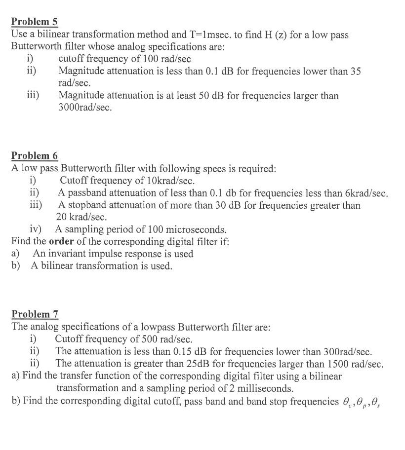 Solved Problem 5 Use A Bilinear Transformation Method And