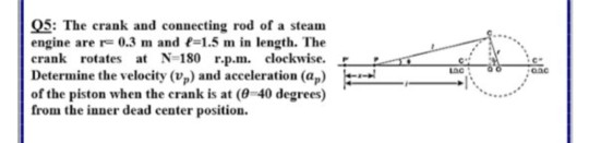 Solved 25: The crank and connecting rod of a steam engine | Chegg.com