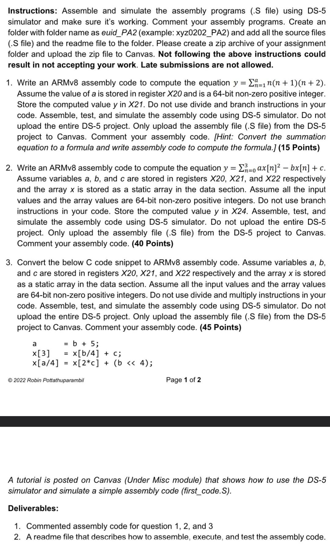 Instructions: Assemble and simulate the assembly | Chegg.com