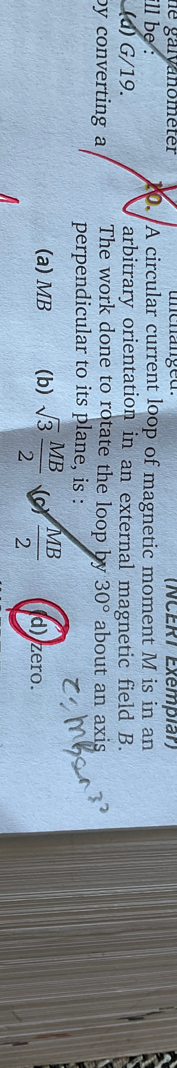 Solved A circular current loop of magnetic moment M ﻿is in | Chegg.com
