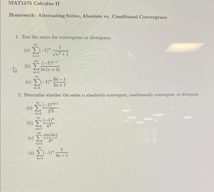 Solved MAT1575 Calculus II Homework: Alternating Series, | Chegg.com