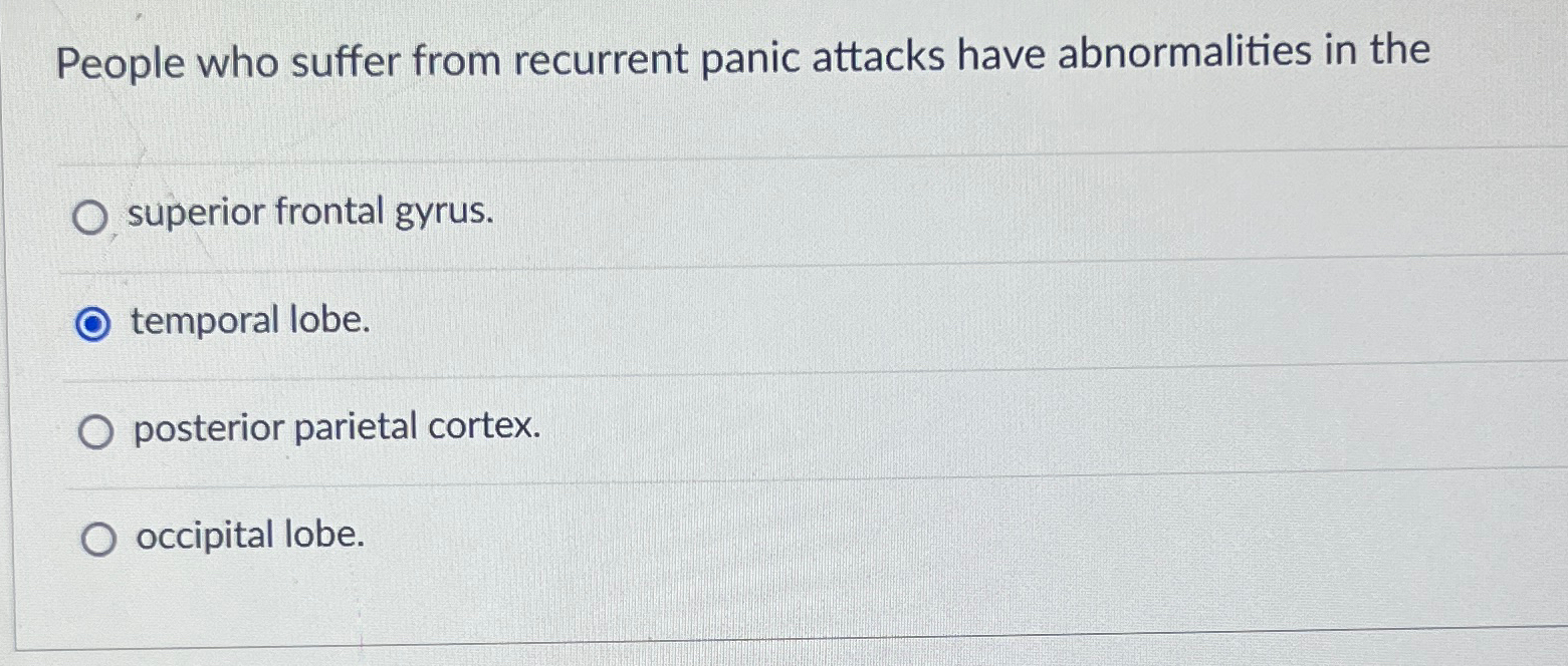 Solved People who suffer from recurrent panic attacks have | Chegg.com