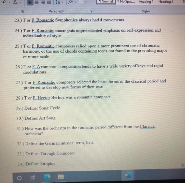 Solved Styles Paragraph 14.) Define: Rubato. 15.) How many | Chegg.com