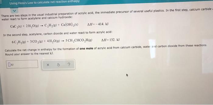 Solved Using Hess's Law to calculate net reaction enthalpy | Chegg.com