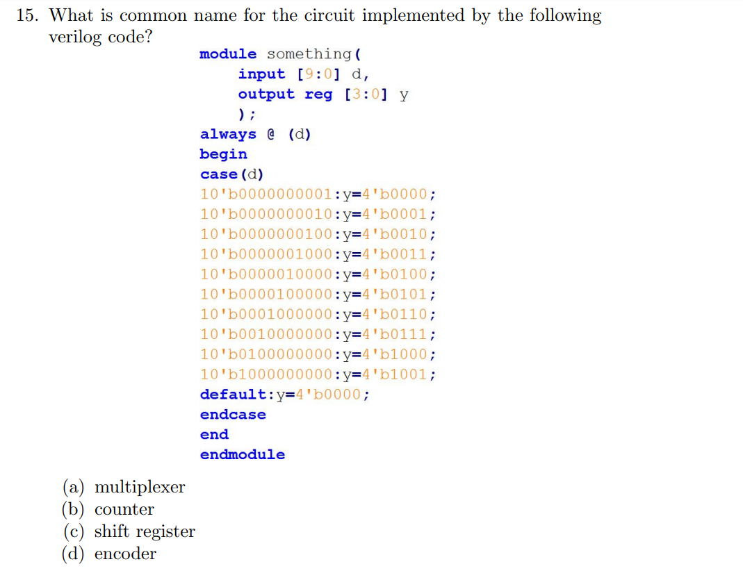 Solved What is common name for the circuit implemented by | Chegg.com