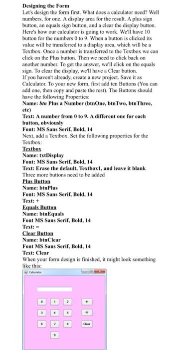 Solved Designing the Form Let's design the form first. What | Chegg.com