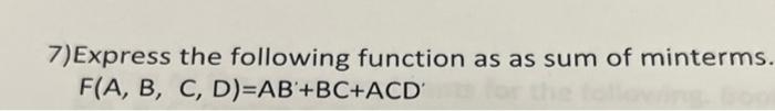 Solved 7) Express the following function as as sum of | Chegg.com
