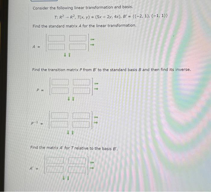 Solved Consider the following linear transformation and | Chegg.com
