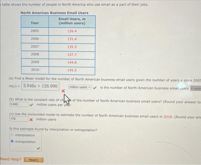 Solved table shows the number of people in North America who | Chegg.com