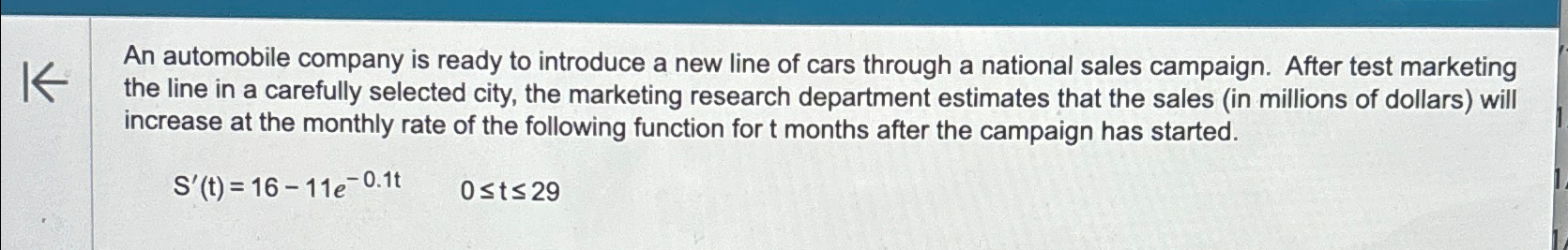 An automobile company is ready to introduce a new | Chegg.com