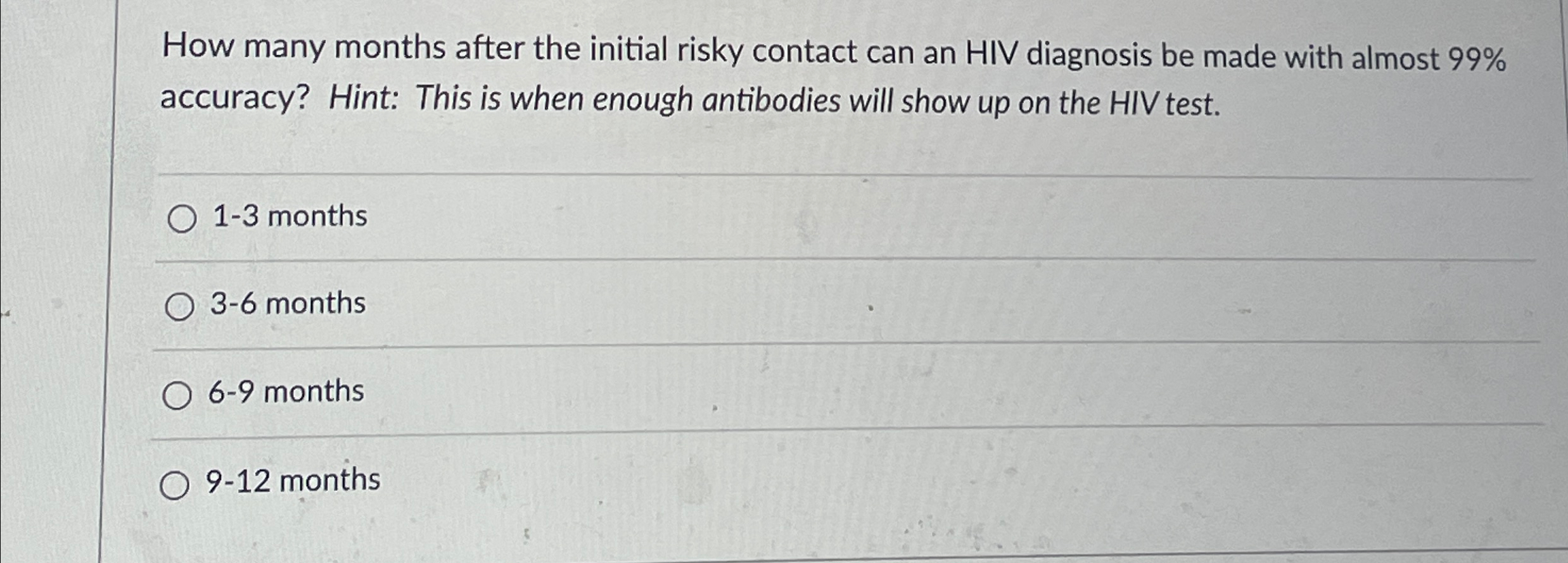 Solved How many months after the initial risky contact can | Chegg.com