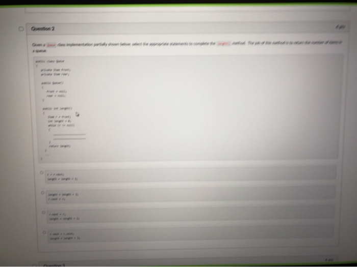 Solved Gestion 2 Question 2 Given a Queue class | Chegg.com