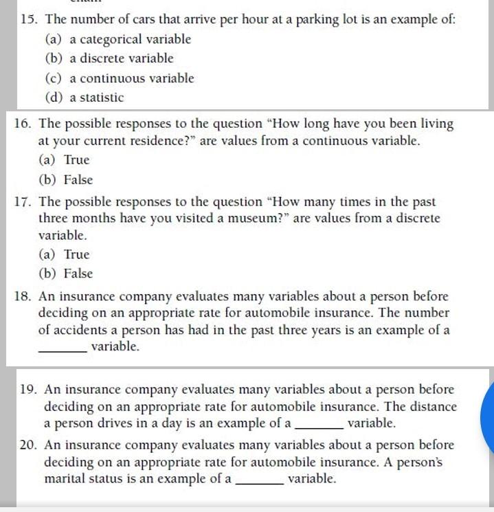 Solved 15. The number of cars that arrive per hour at a | Chegg.com