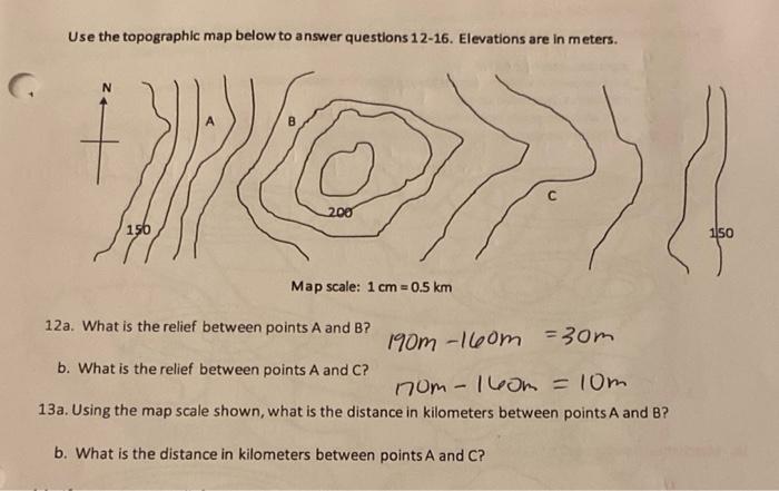 Solved Use the topographic map below to answer questions | Chegg.com