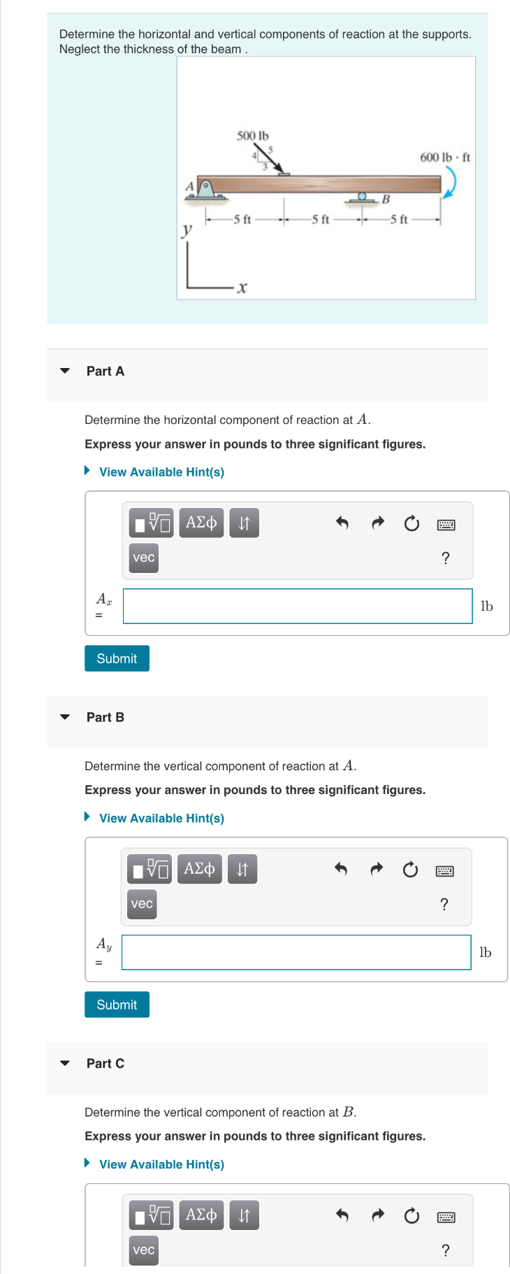 Determine the horizontal and vertical components of | Chegg.com