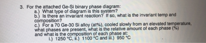 Solved 3. For the attached Ge-Si binary phase diagram: a.) | Chegg.com