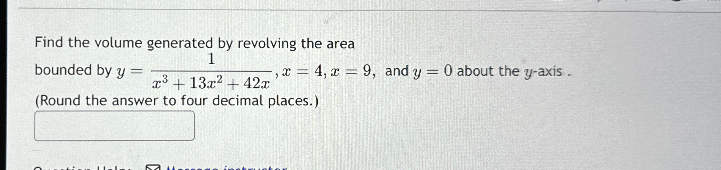 Solved Find the volume generated by revolving the area | Chegg.com