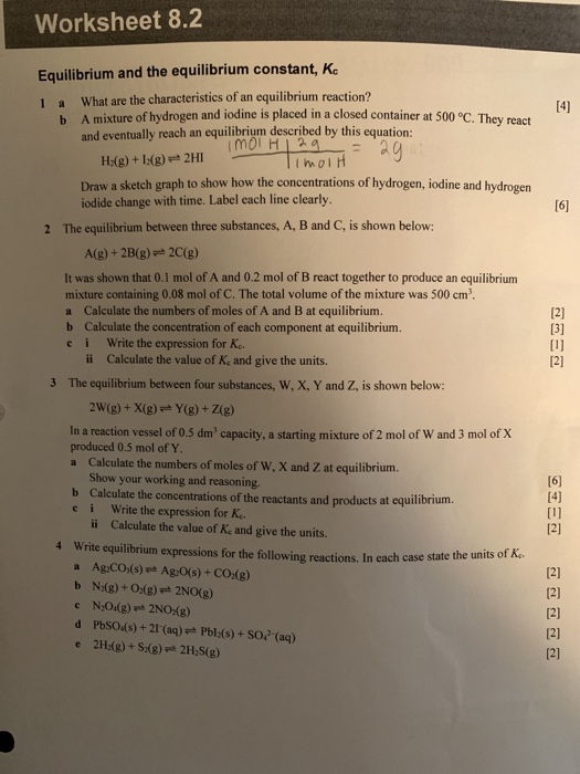Solved Worksheet 8.2 [4] Equilibrium and the equilibrium | Chegg.com