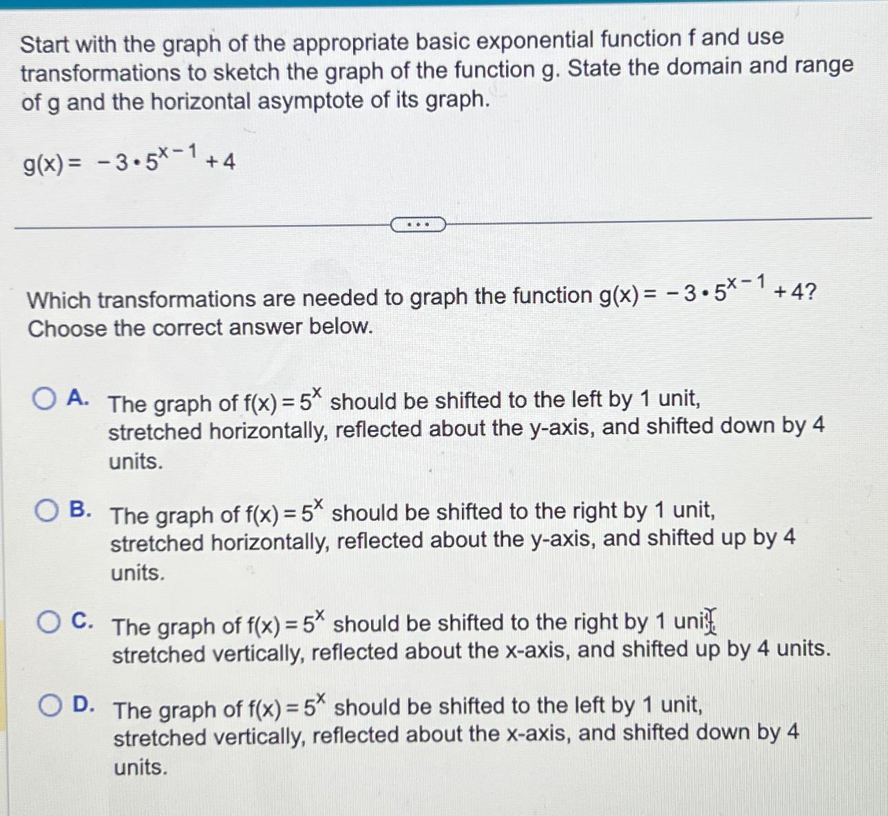 Solved Start with the graph of the appropriate basic | Chegg.com