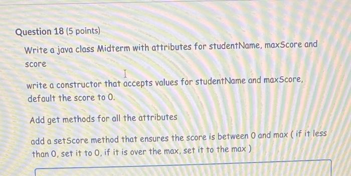 Solved Write A Java Class Midterm With Attributes For