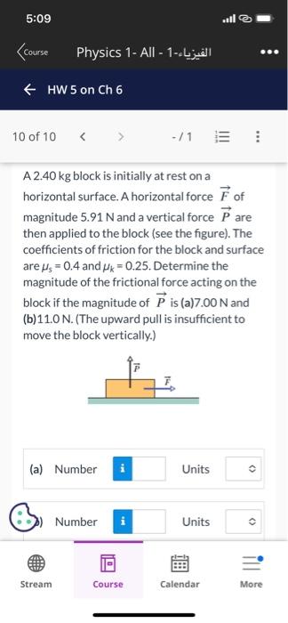 Solved A 2.40 kg block is initially at rest on a horizontal | Chegg.com