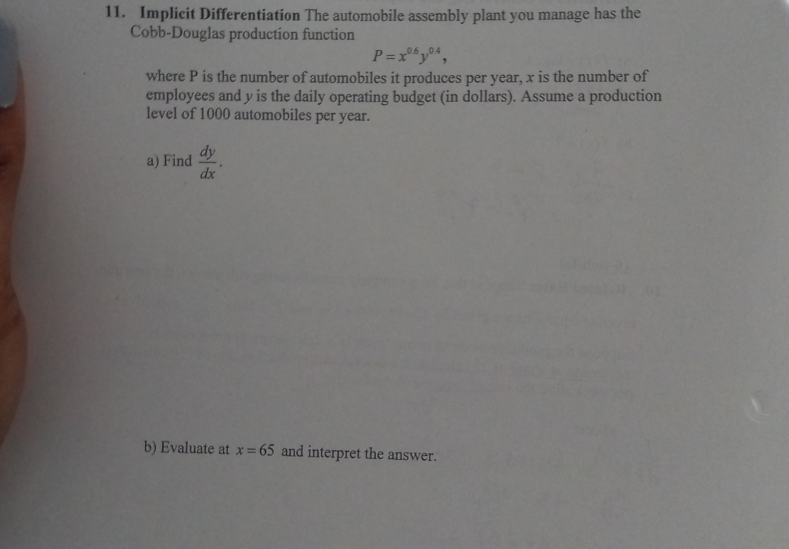 Implicit Differentiation The automobile assembly | Chegg.com