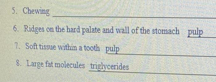 6. Ridges on the hard palate and wall of the stomach | Chegg.com