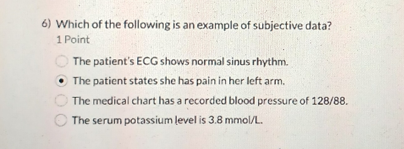 Solved Which of the following is an example of subjective | Chegg.com