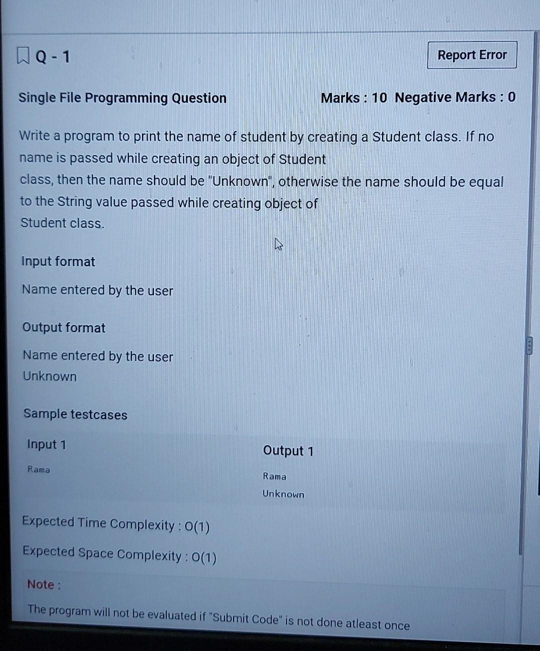 Solved Dq 1 Report Error Single File Programming Question 3321