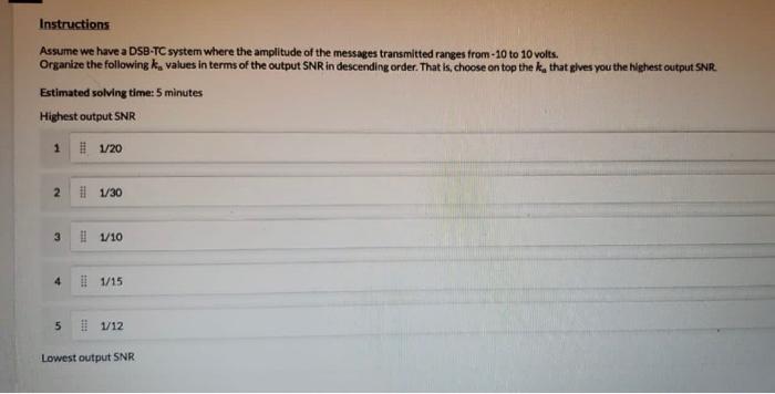 Solved Instructions Assume we have a DSB-TC system where the | Chegg.com