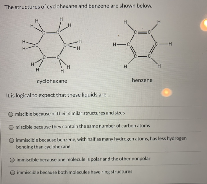 Solved The structures of cyclohexane and benzene are shown | Chegg.com
