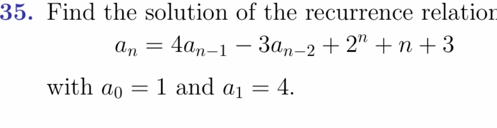 Solved Find the solution of the recurrence | Chegg.com
