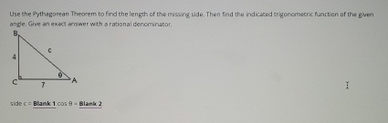 Solved Use the Pythagorean Theorem to find the length of the | Chegg.com
