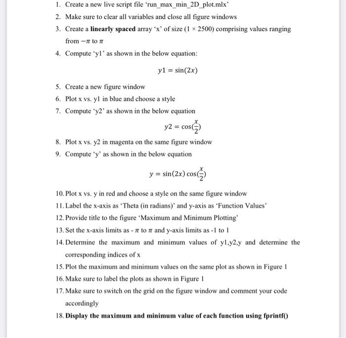 Solved 1. Create a new live script file | Chegg.com