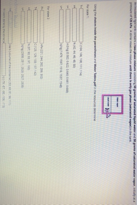 Solved An insulated rigid tank contains a two-phase mixture | Chegg.com
