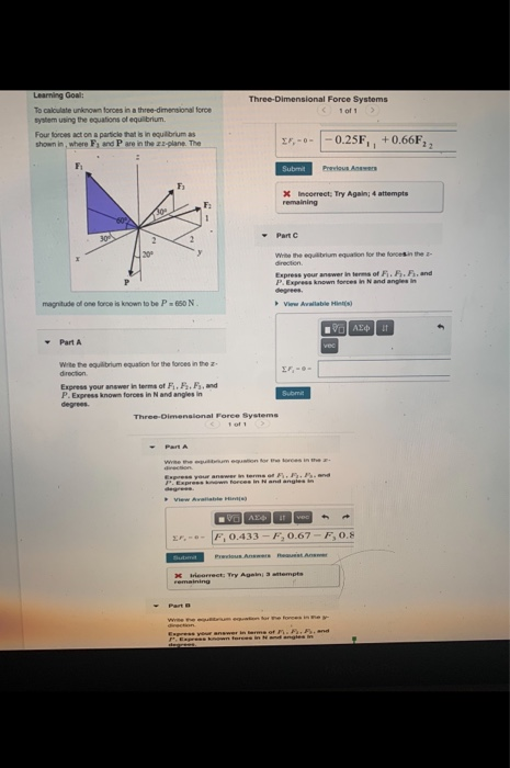 Solved Three-Dimensional Force Systems 1 of 1 Learning Goal | Chegg.com