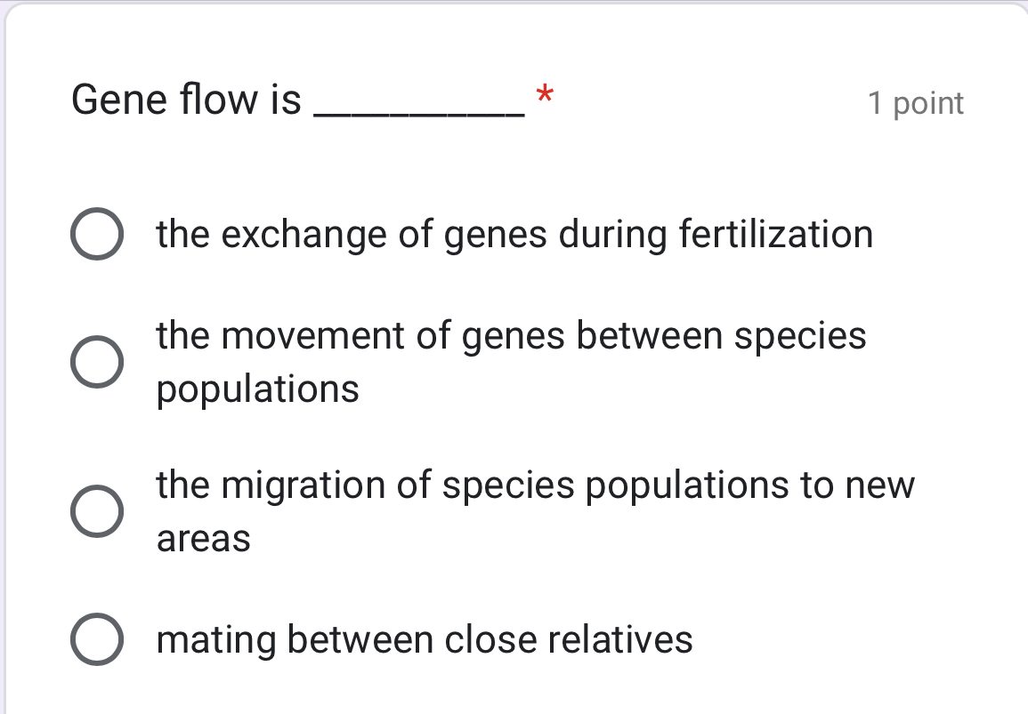 Solved Gene flow is1 ﻿pointthe exchange of genes during | Chegg.com