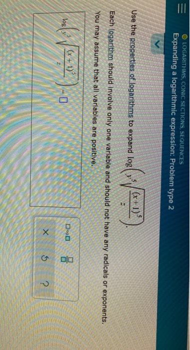 Solved = LOGARITHMS, CONIC SECTIONS, SEQUENCES Expanding a | Chegg.com