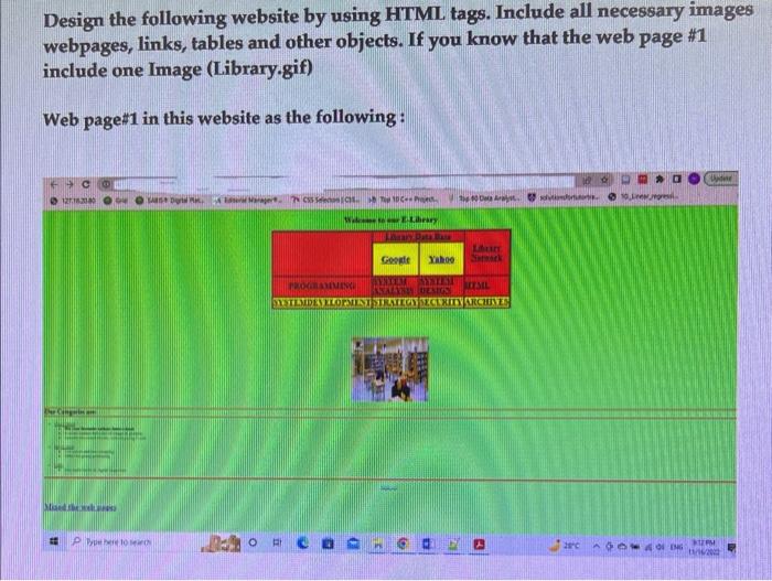 Solved Design The Following Website By Using Html Tags
