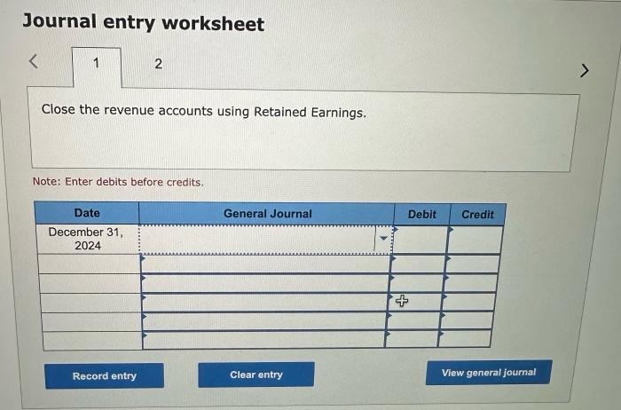 Solved Journal entry worksheet Close the revenue | Chegg.com